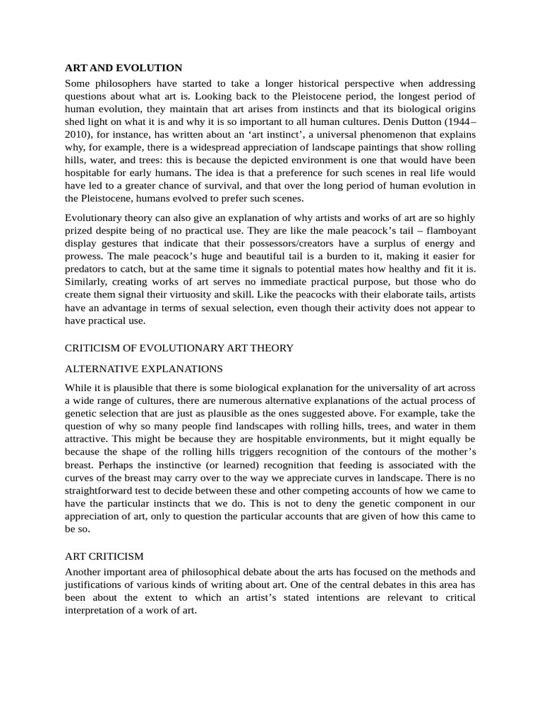Art and Evolution Oke | PDF | Evolution | Philosophy