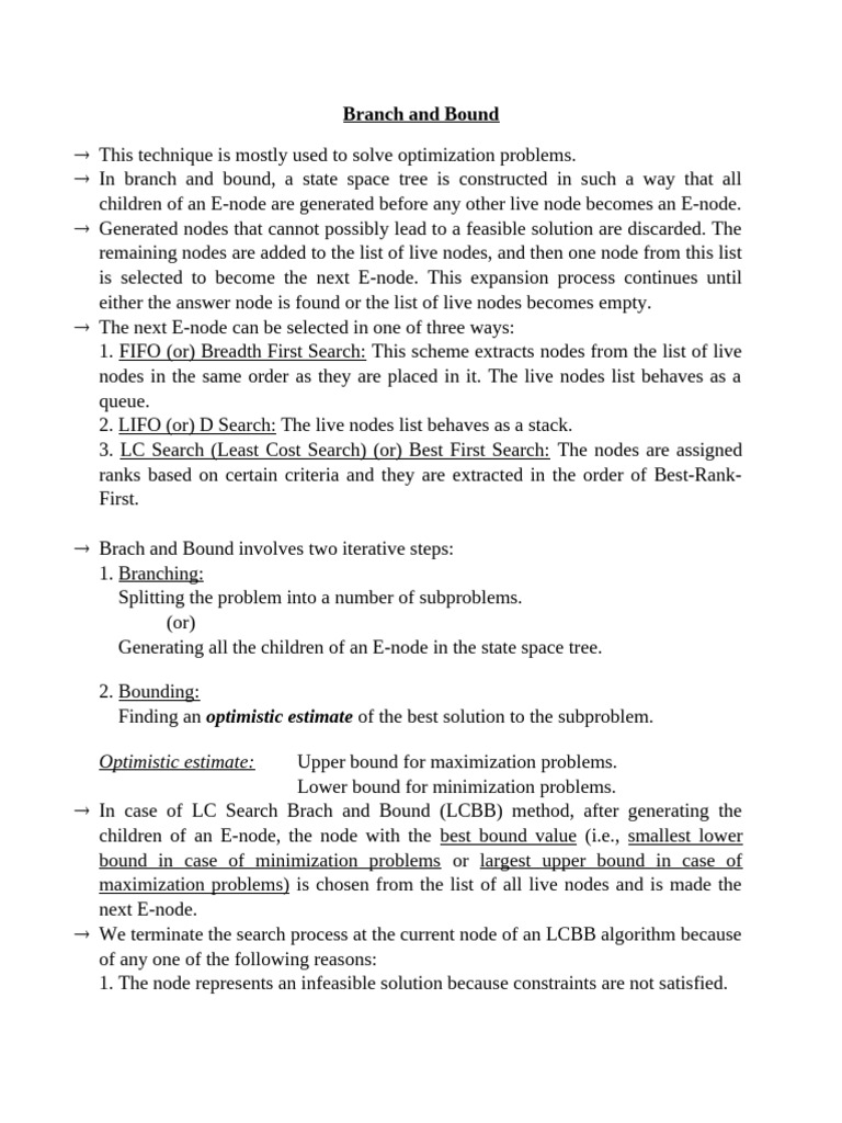 UNIT-IV Part-2 (Branch and Bound)-1 | PDF