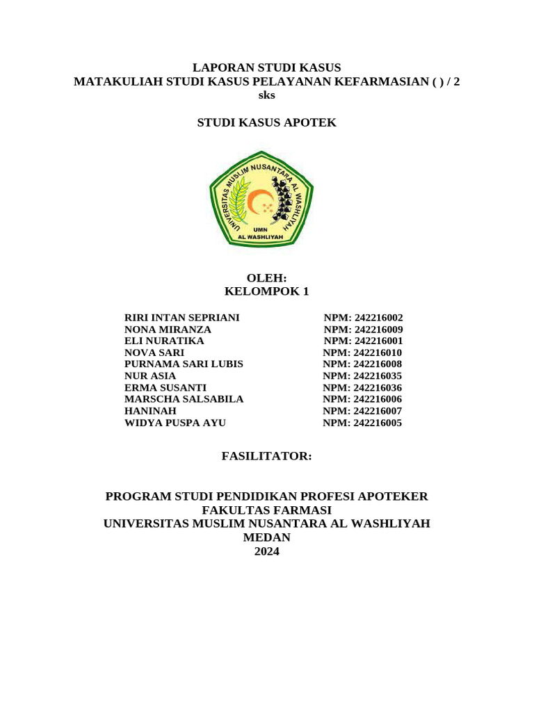Laporan Studi Kasus Apotek BUK RAFITA 1 | PDF