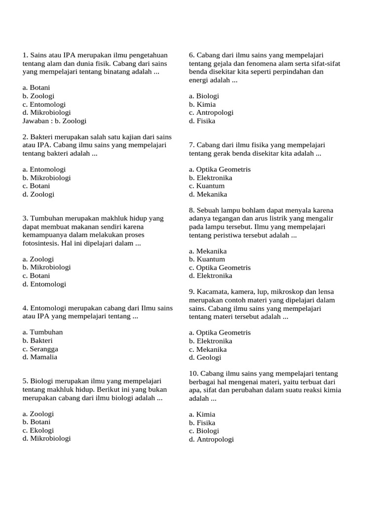 Kelas 7 Ipa Bab 1 | PDF