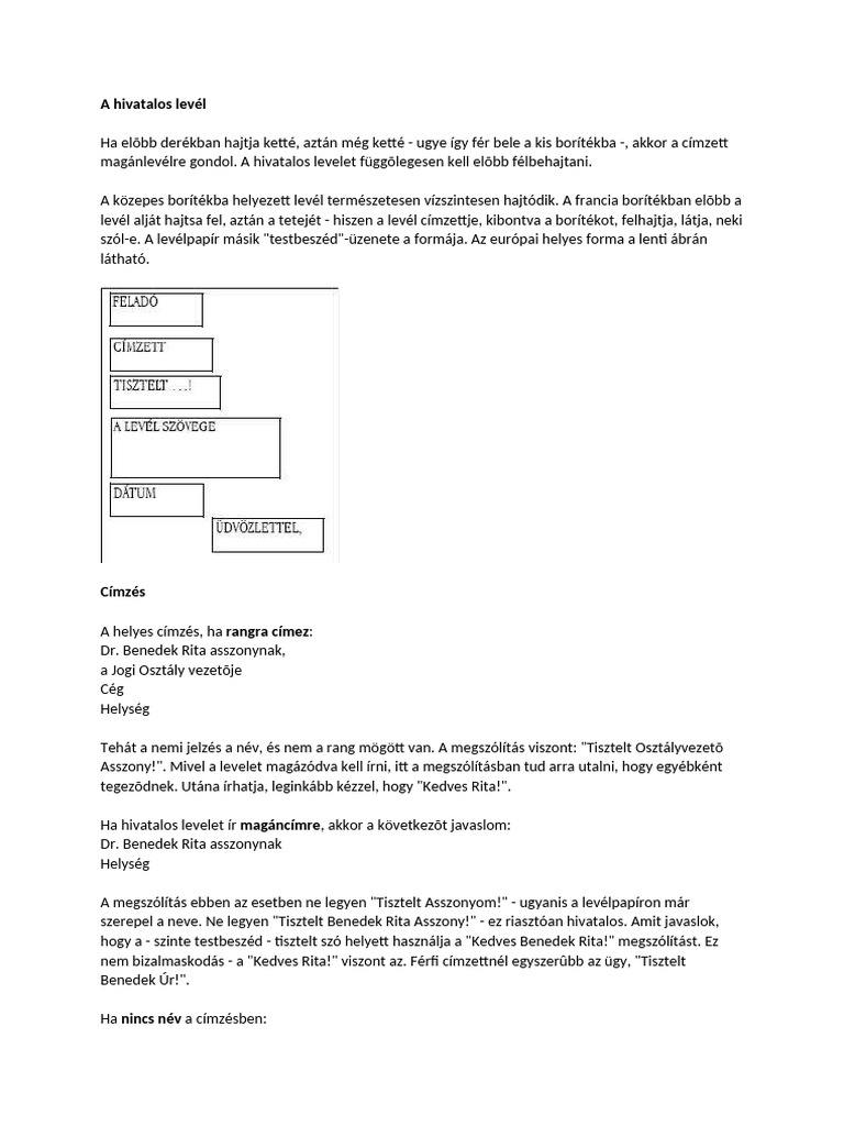 A hivatalos levél | PDF