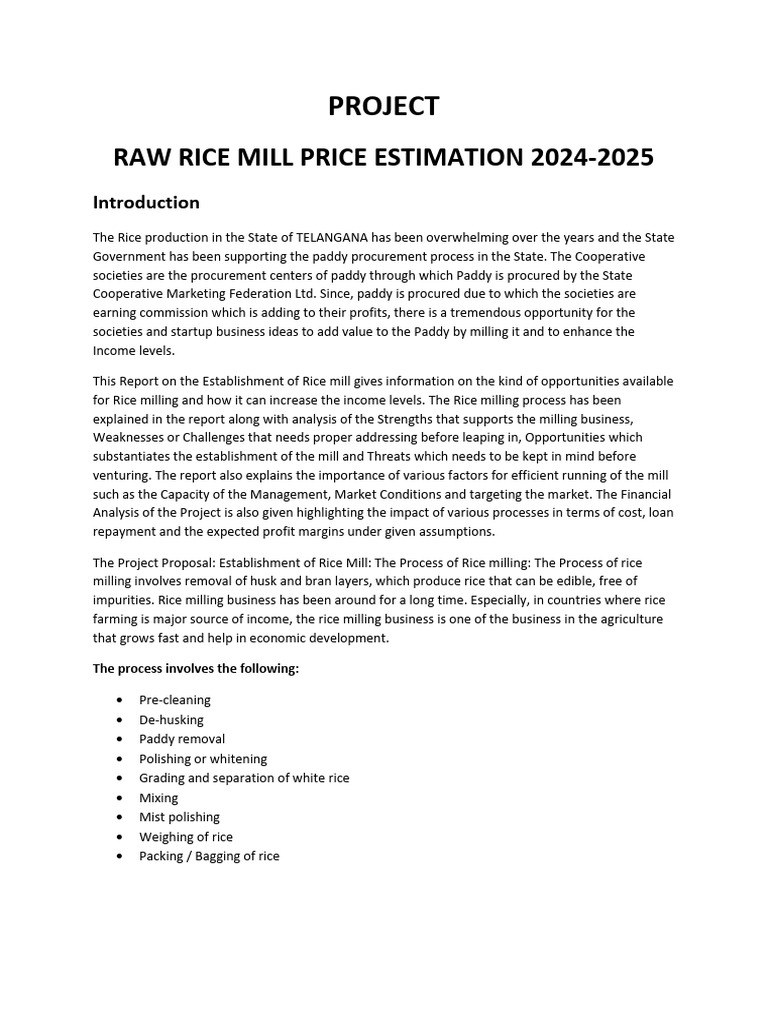 Project Rice Mill | PDF