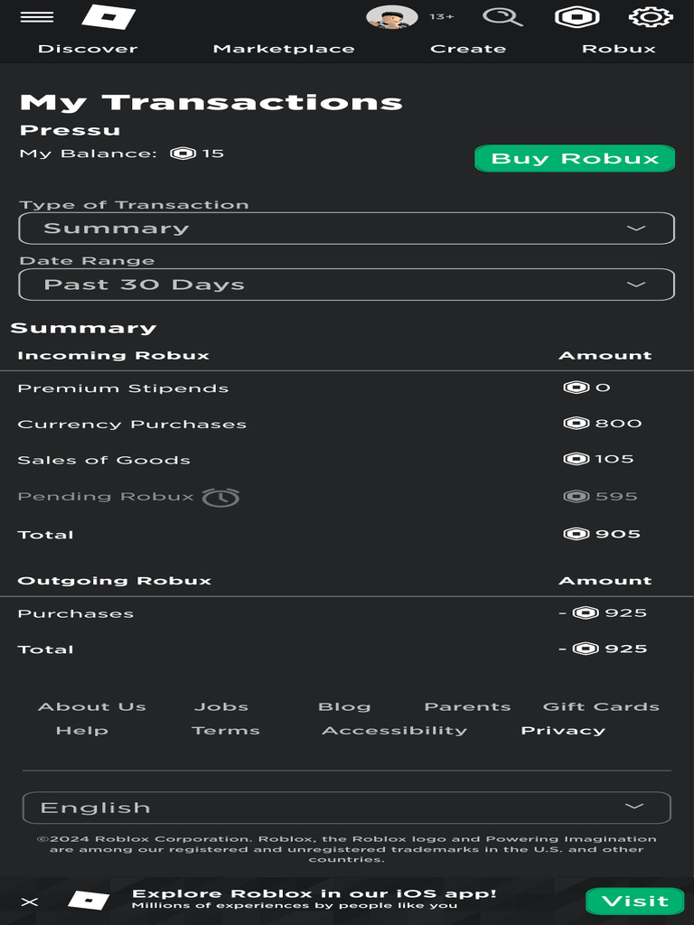 My Transactions - Roblox | PDF