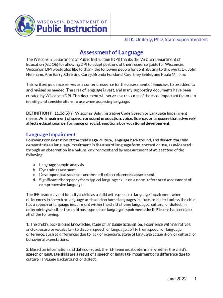 Assessment of Language | PDF