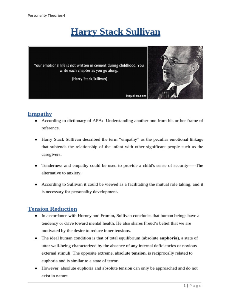 Harry Stack Sullivan | PDF