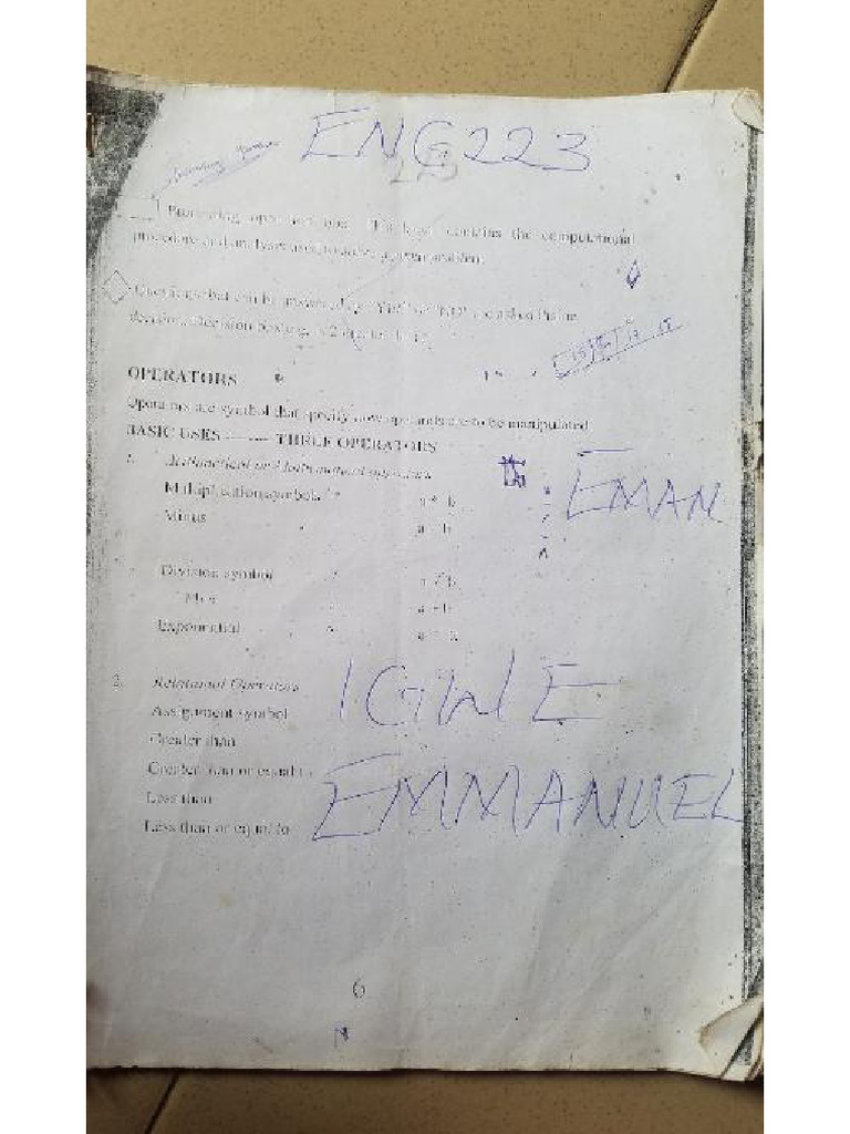 Igwe Emmanuel Eng223 Handout - 1 | PDF