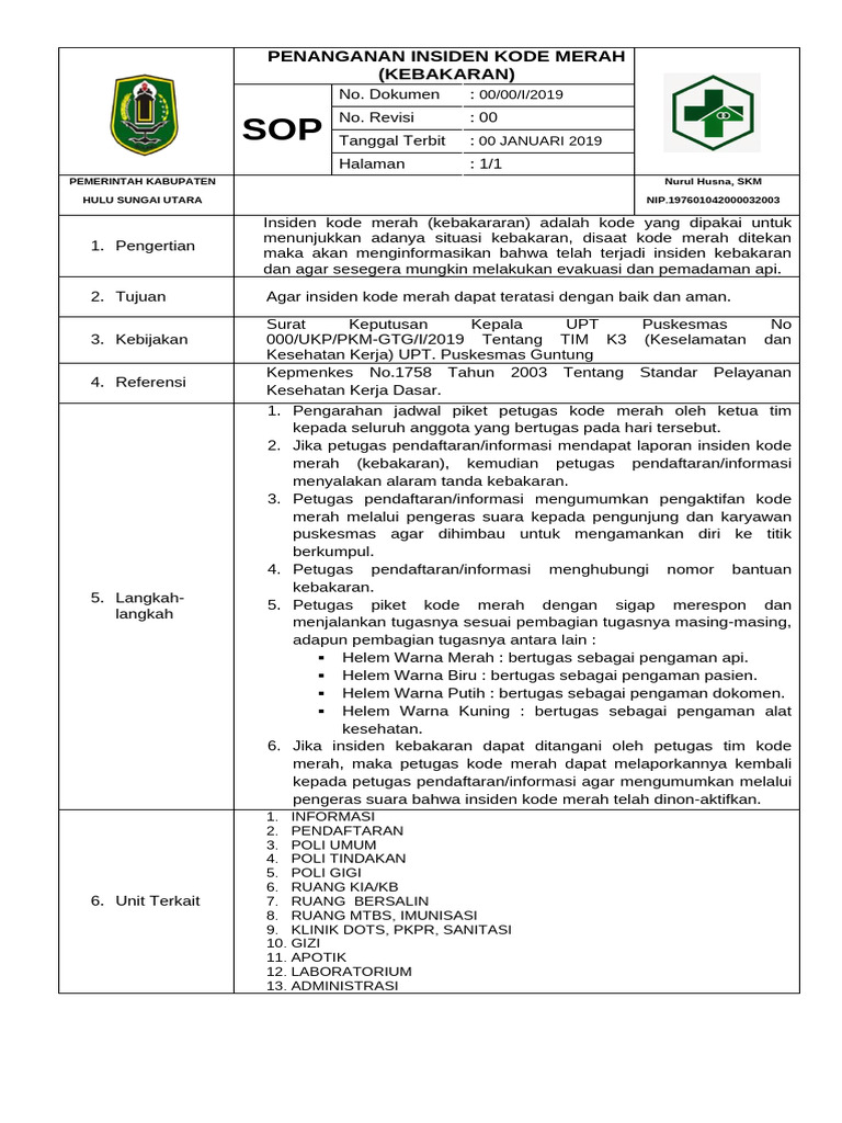 SOP KODE Merah | PDF