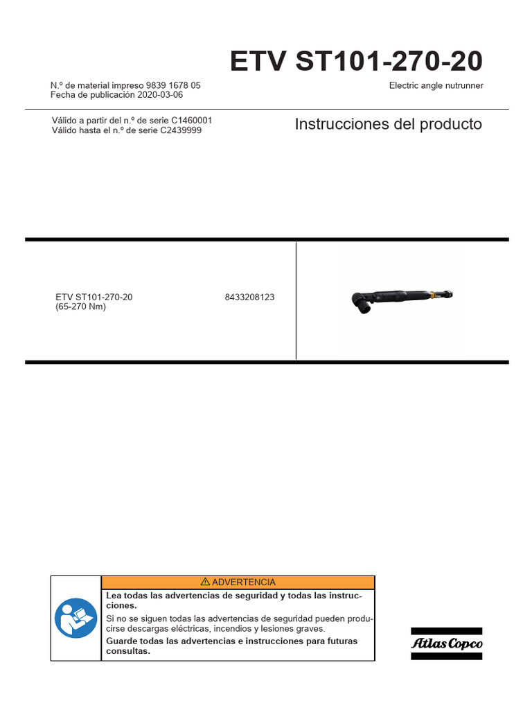 ETV ST101-270-20: Instrucciones Del Producto | PDF