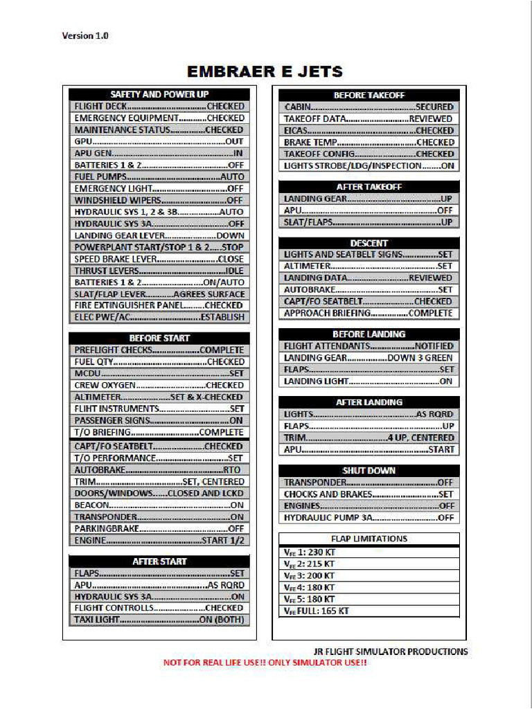 Embraer-e170 - e195 Checklist | PDF