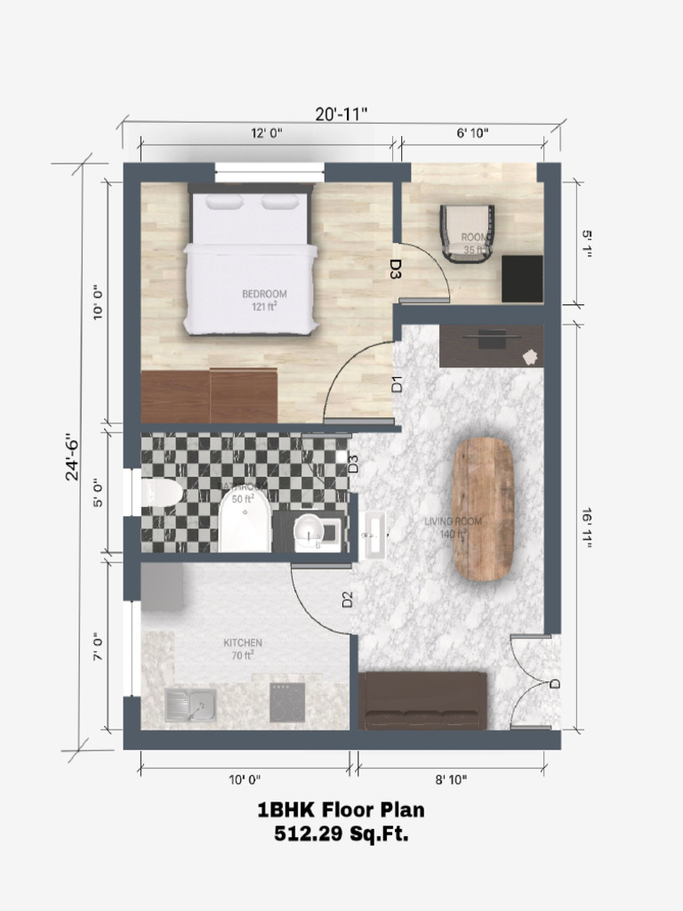 1bhk Floor Plan Pdf