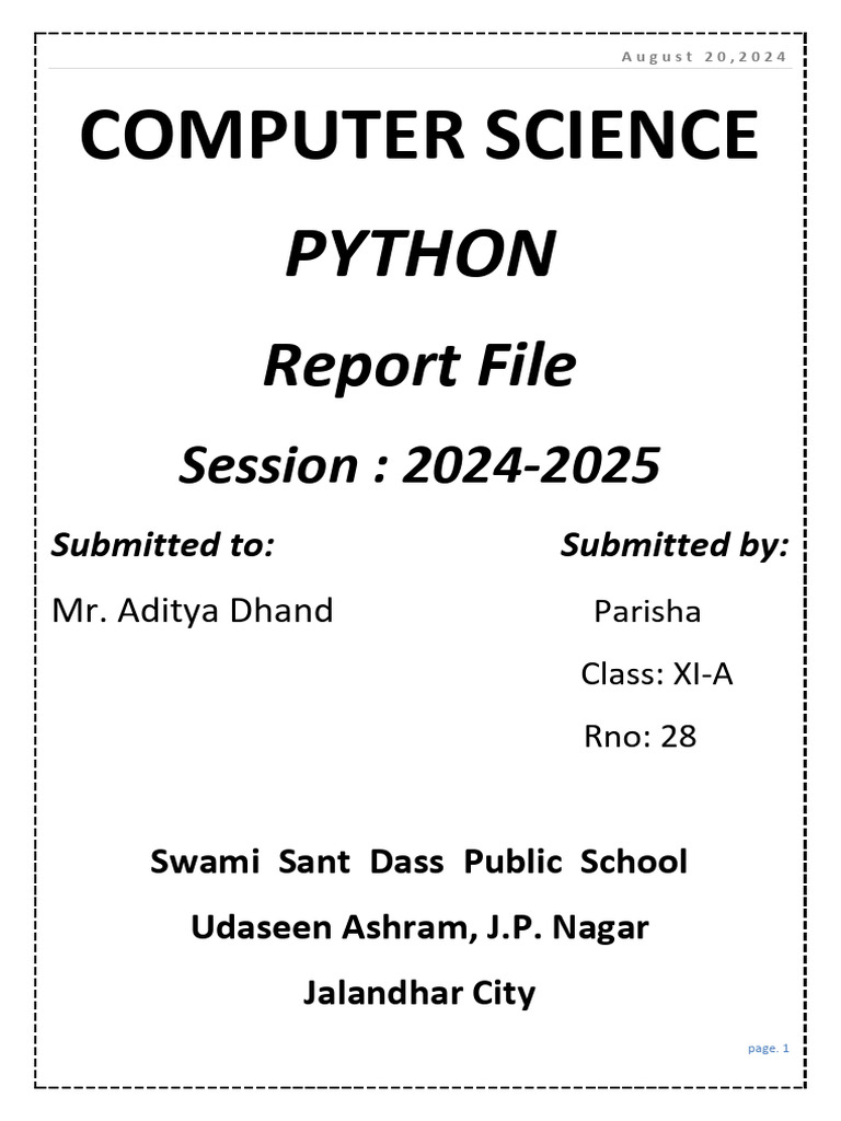 COMPUTER SCIENCE Report File | PDF