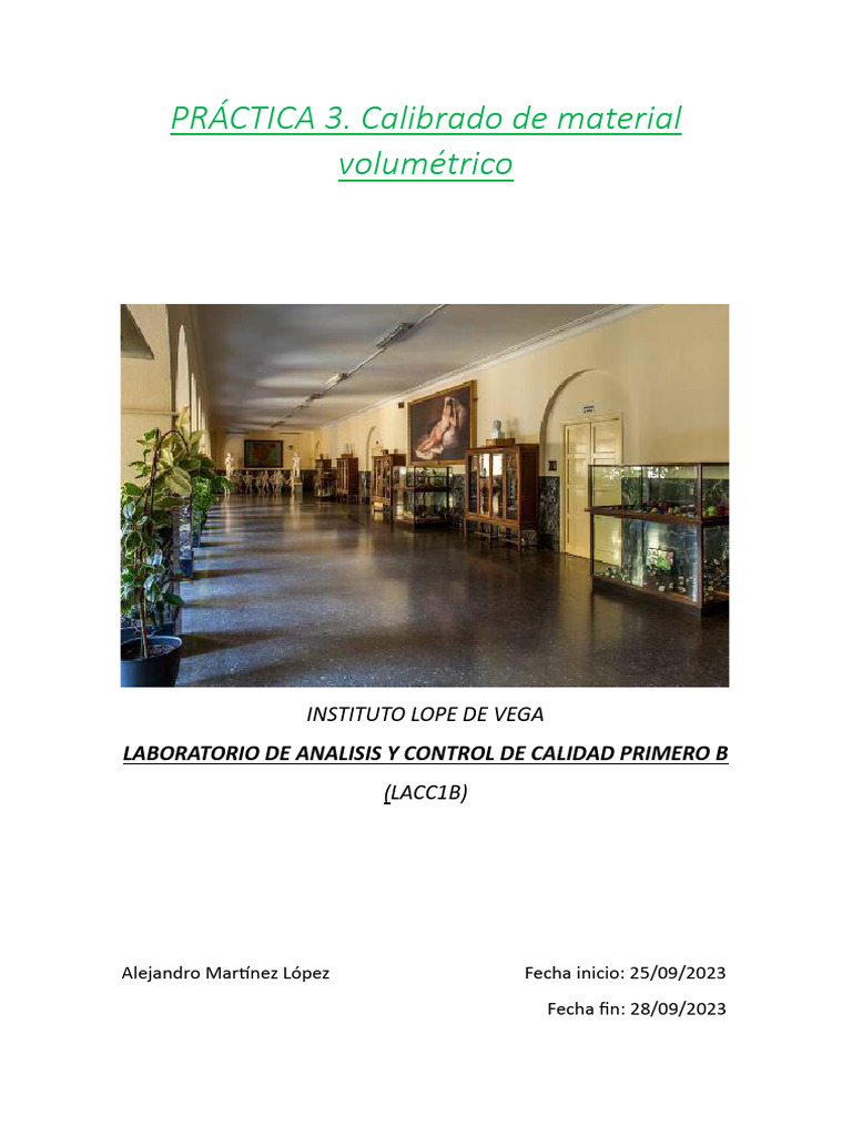 PRÁCTICA 3, Calibración de Material Volumétrico | PDF