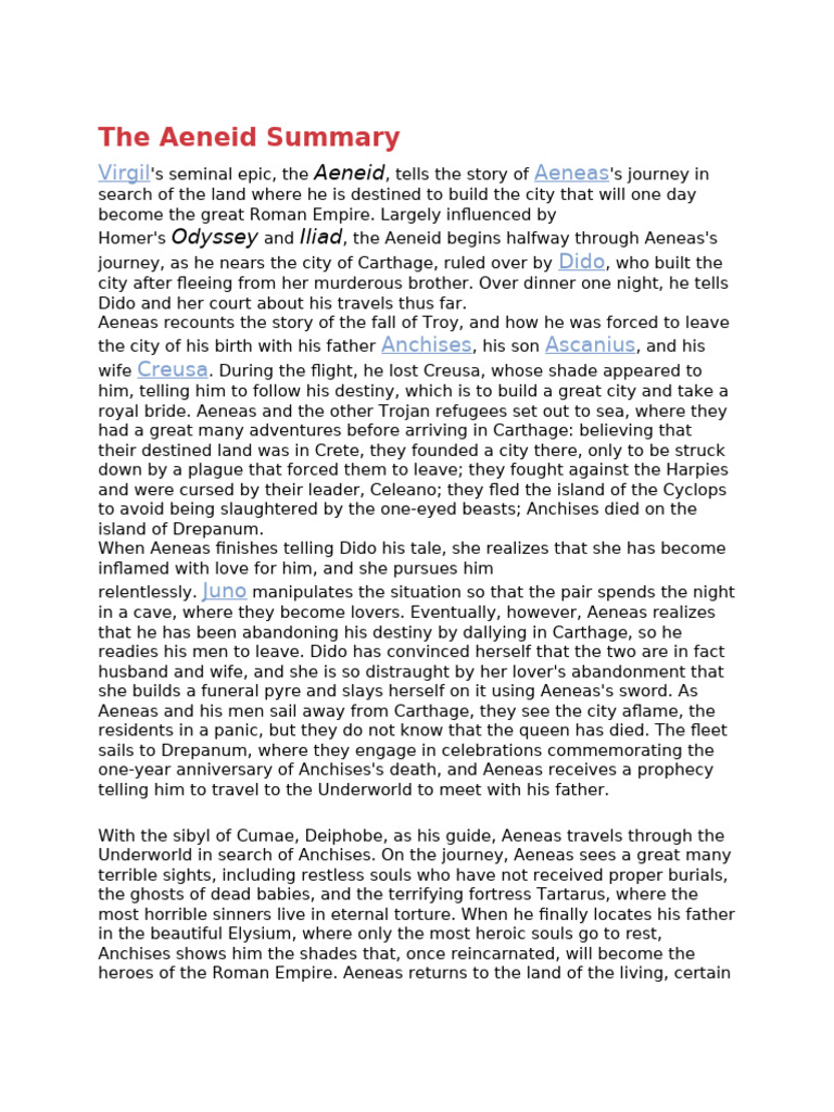 The Aeneid Summary | PDF