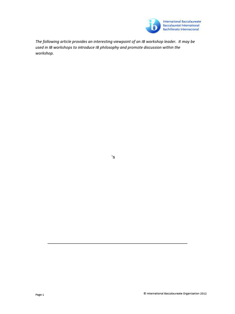 Approaches To International Mindedness in IB World Schools | PDF ...