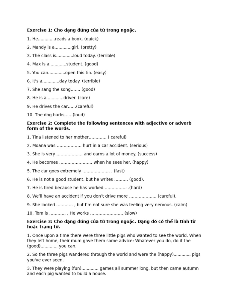 Adverbs - Worksheet | PDF