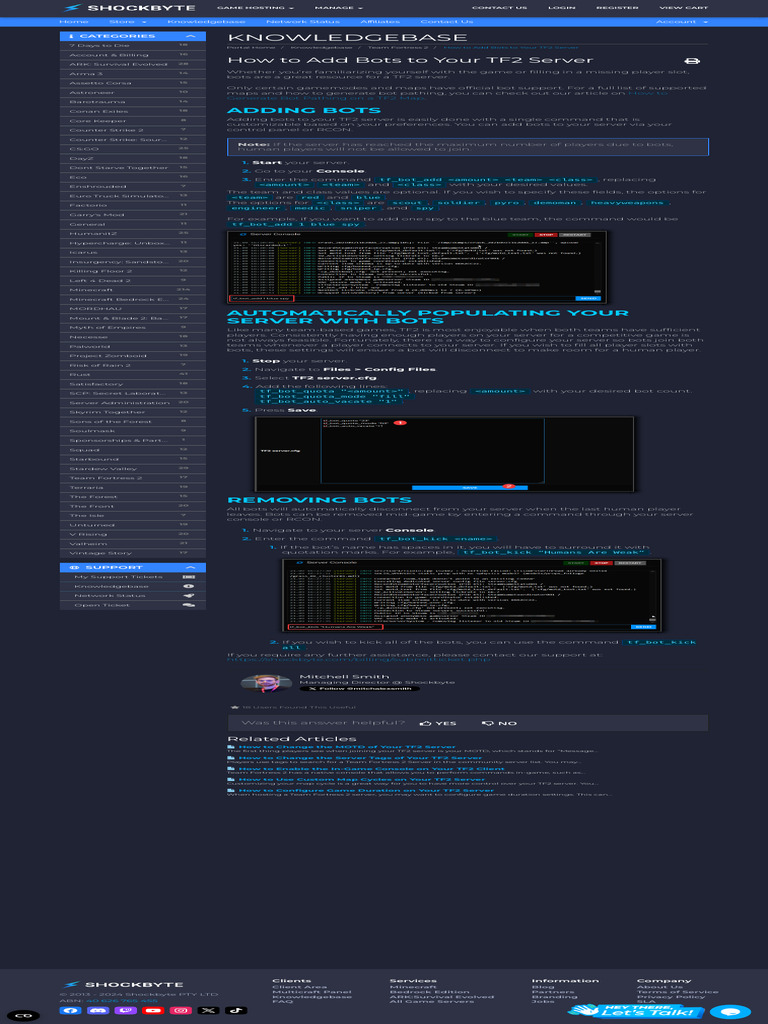 How To Add Bots To Your Tf2 Server Knowledgebase Shockbyte Pdf Computing 