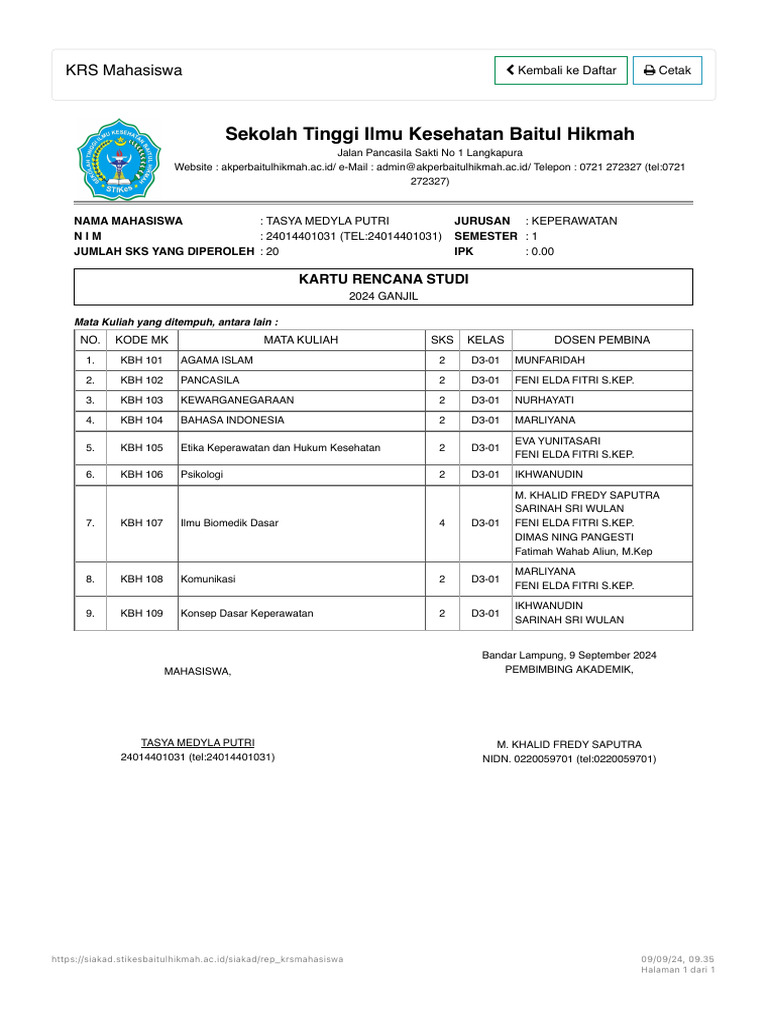 KRS Mahasiswa 2 | PDF