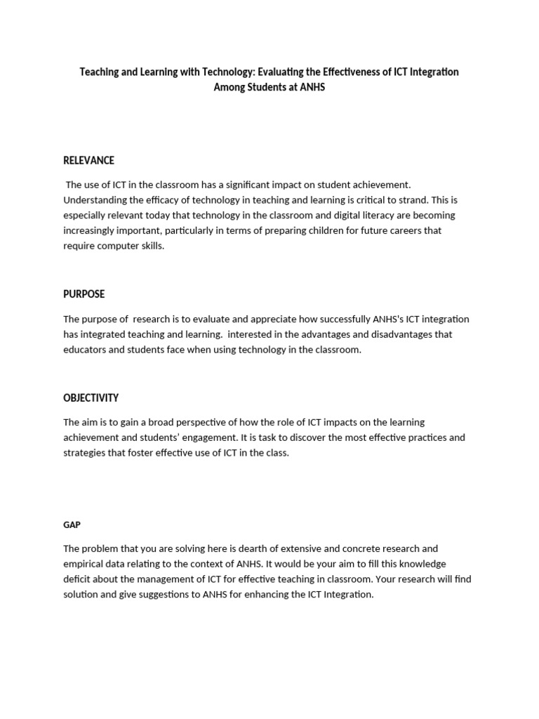 Evaluating ICT Integration at ANHS | PDF | Computers