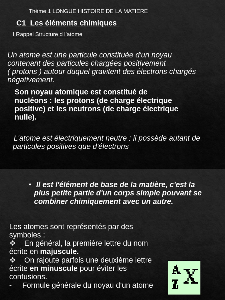 C1 Les Éléments ChimiquesE | PDF