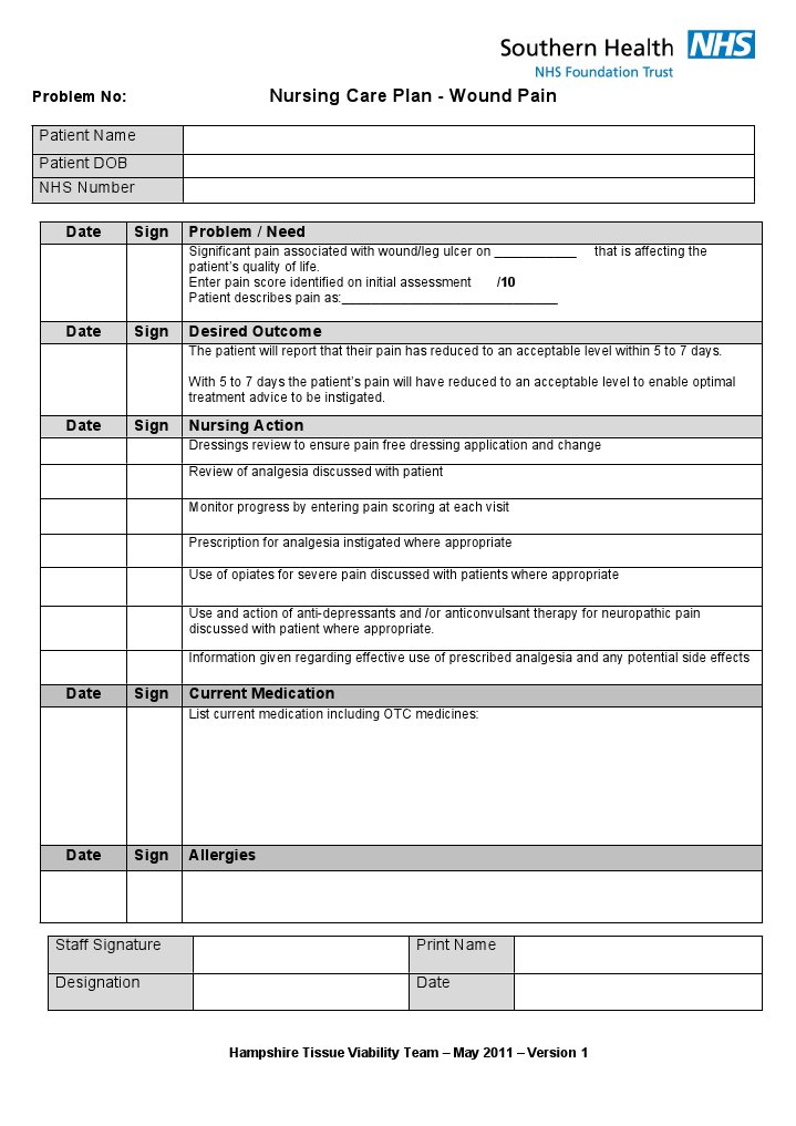 Wound Pain Nursing Care Plan Template | PDF
