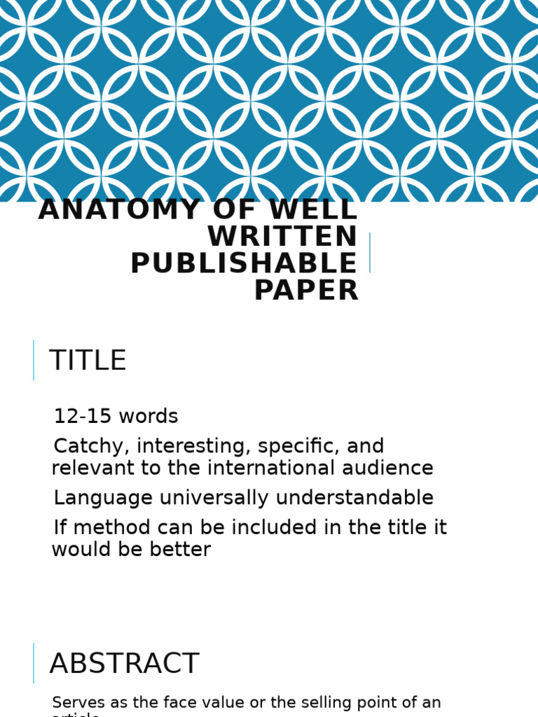 Anatomy of Well Written Publishable Paper | PDF