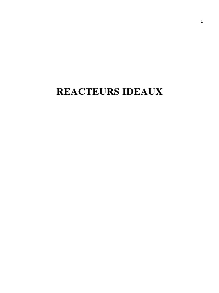 Reacteur Homogene Chatiptre1 | PDF