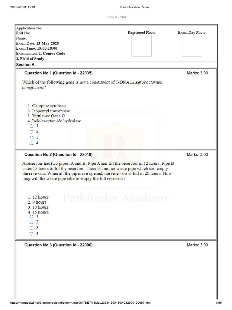 DBT BET 2023 Question Paper | PDF