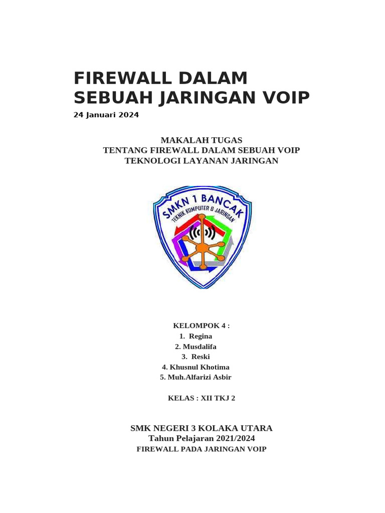 FIREWALL DALAM SEBUAH JARINGAN VOIP | PDF FIREWALL DALAM SEBUAH JARINGAN VOIP | PDF