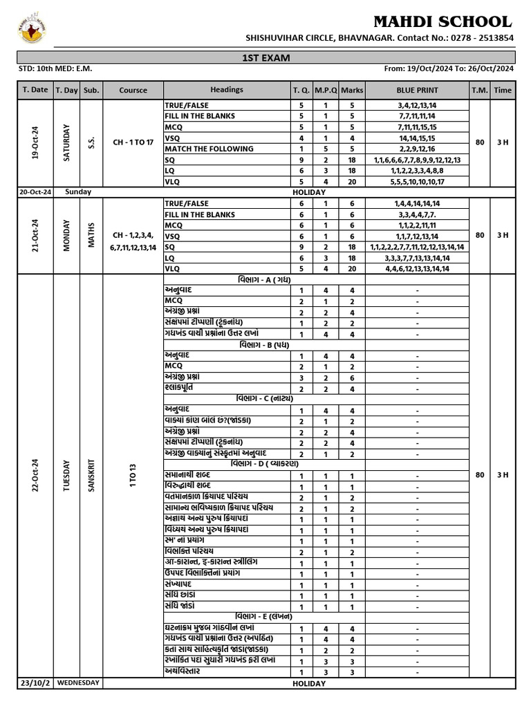 10th em 1st Exam | PDF