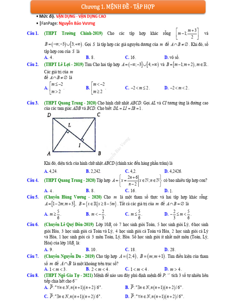 0D1-Tập Hợp-mức Độ 3-4-Câu Hỏi-bị Cắt Xén | PDF