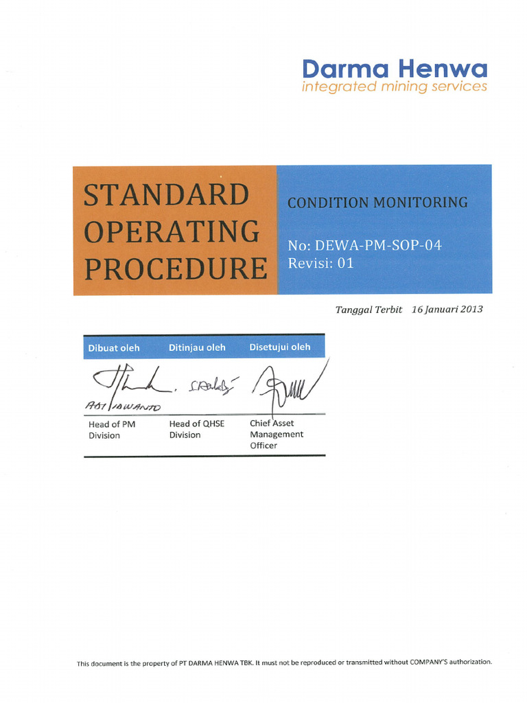 DEWA-PM-SOP-04-R1 Condition Monitoring | PDF