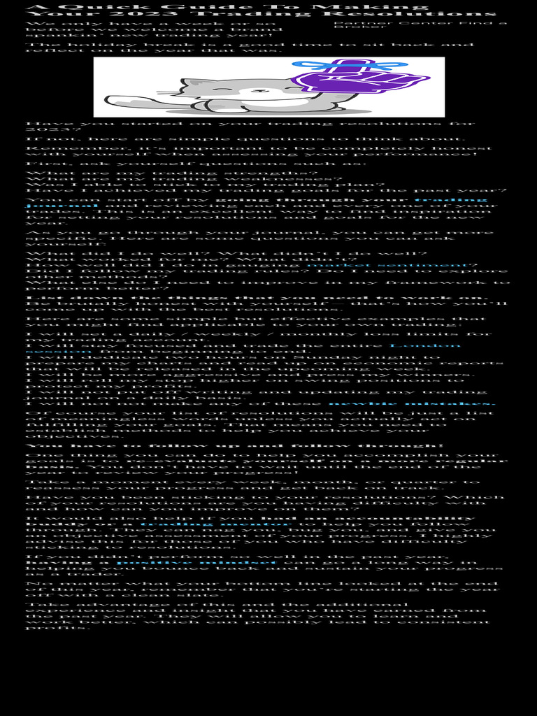 A Quick Guide To Making Your 2023 Trading Resolutions BabyPips Com | PDF
