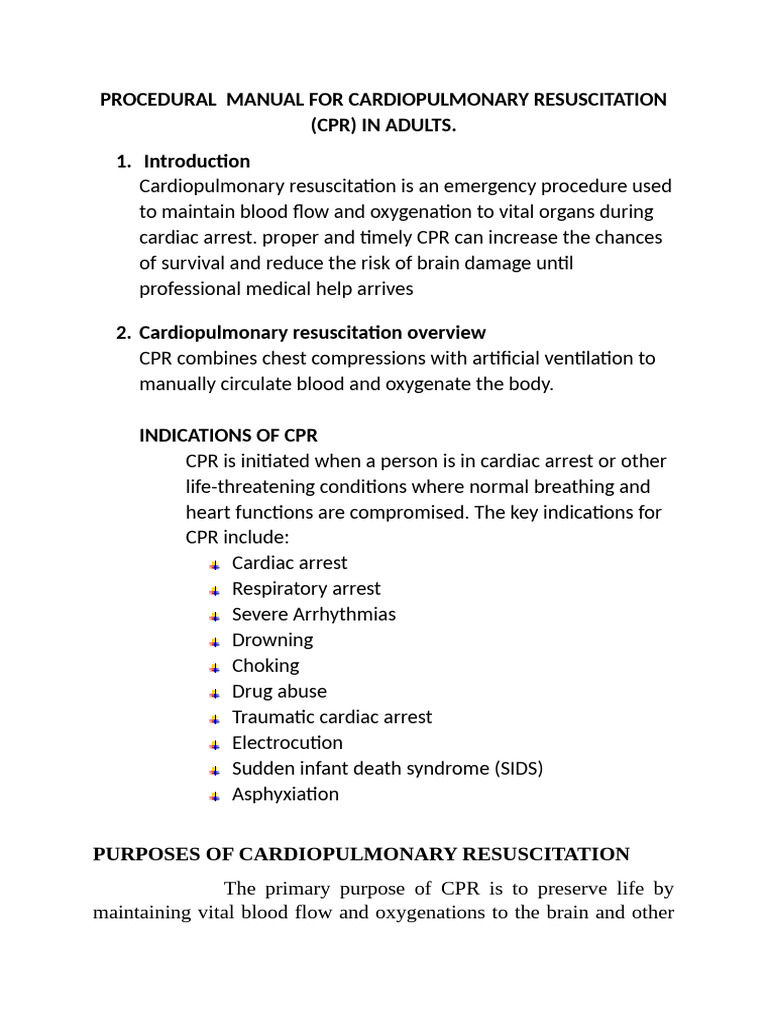 Procedural Manual For Cardiopulmonary Resuscitation by Ezibai Stephen | PDF