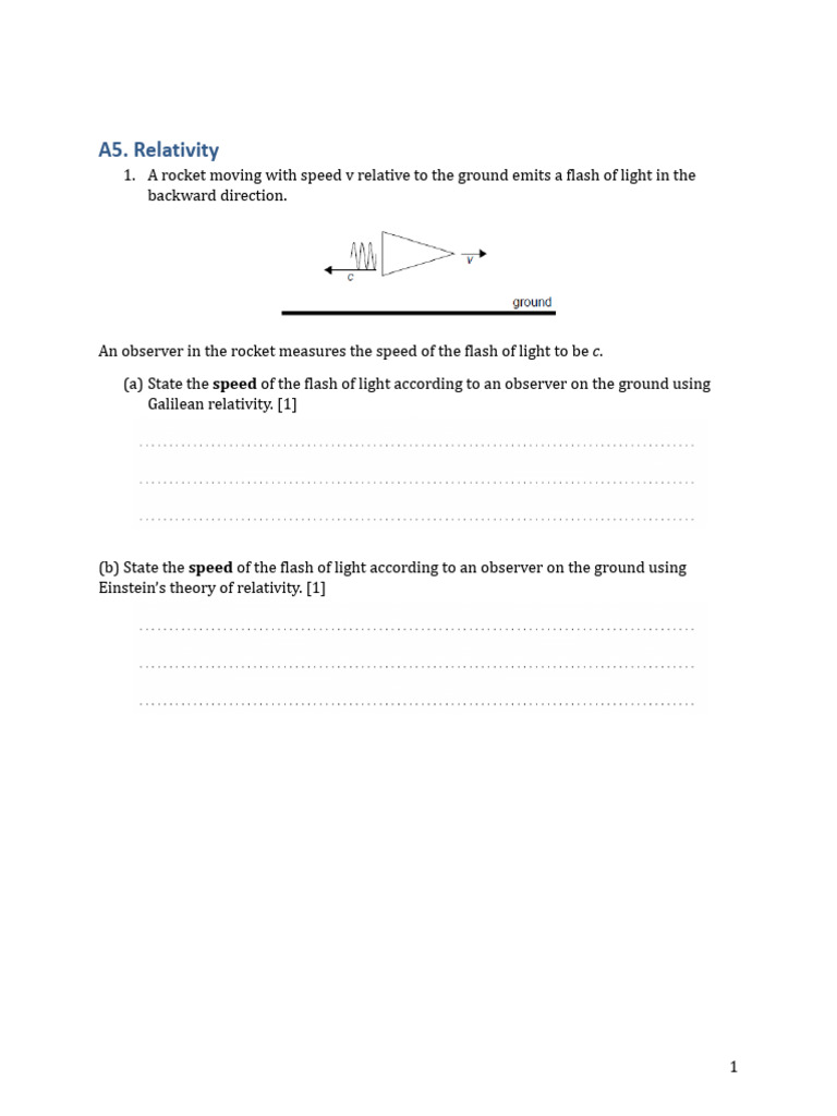 Relativity Practice Test | PDF
