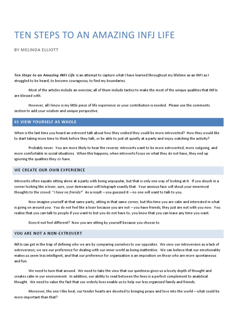 Ten Steps To An Amazing INFJ Life | PDF | Extraversion And Introversion ...