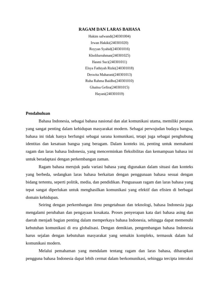 Ragam Dan Laras Bahasa | PDF
