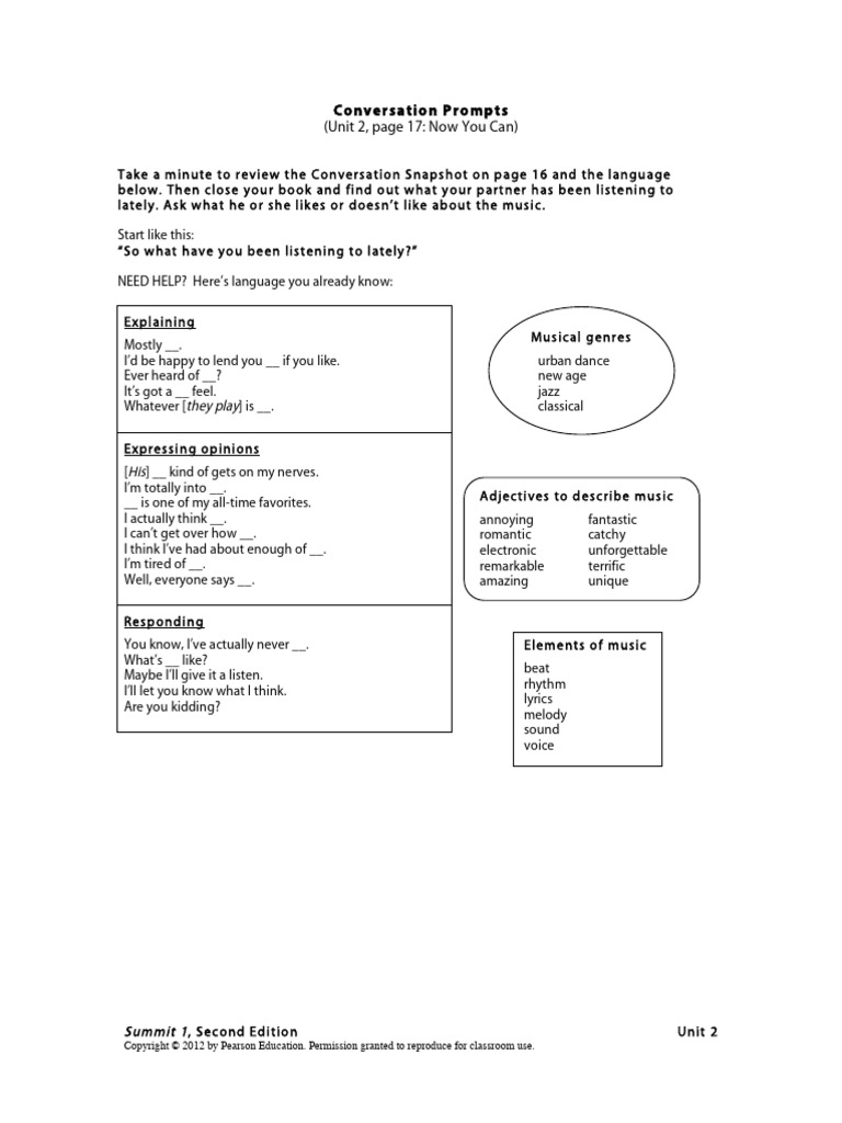 UNIT 02 P17 Conv Prompts | PDF