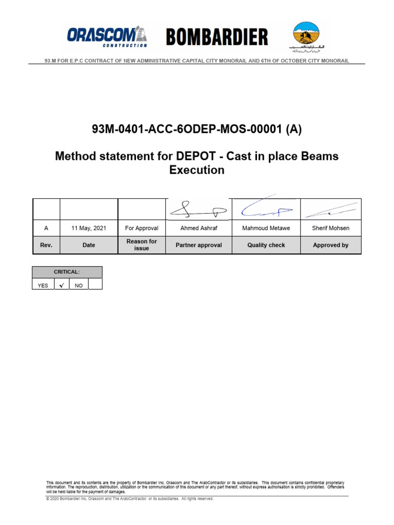 93M-0401-ACC-6ODEP-MOS-00001 (A) Method Statement For DEPOT - Cast in ...