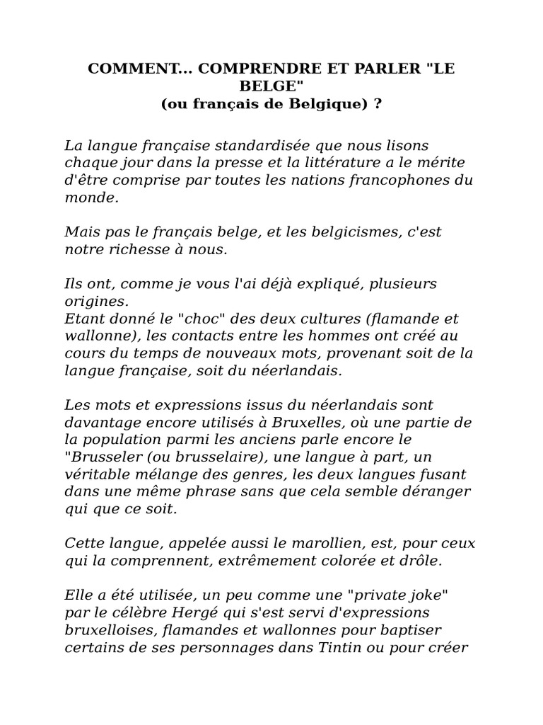 Comment... Comprendre Et Parler Le Belge | PDF