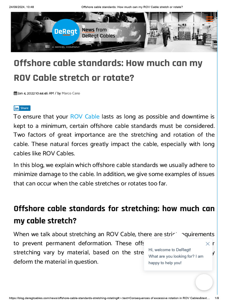 Offshore Cable Standards How Much Can My ROV Cable Stretch or Rotate | PDF