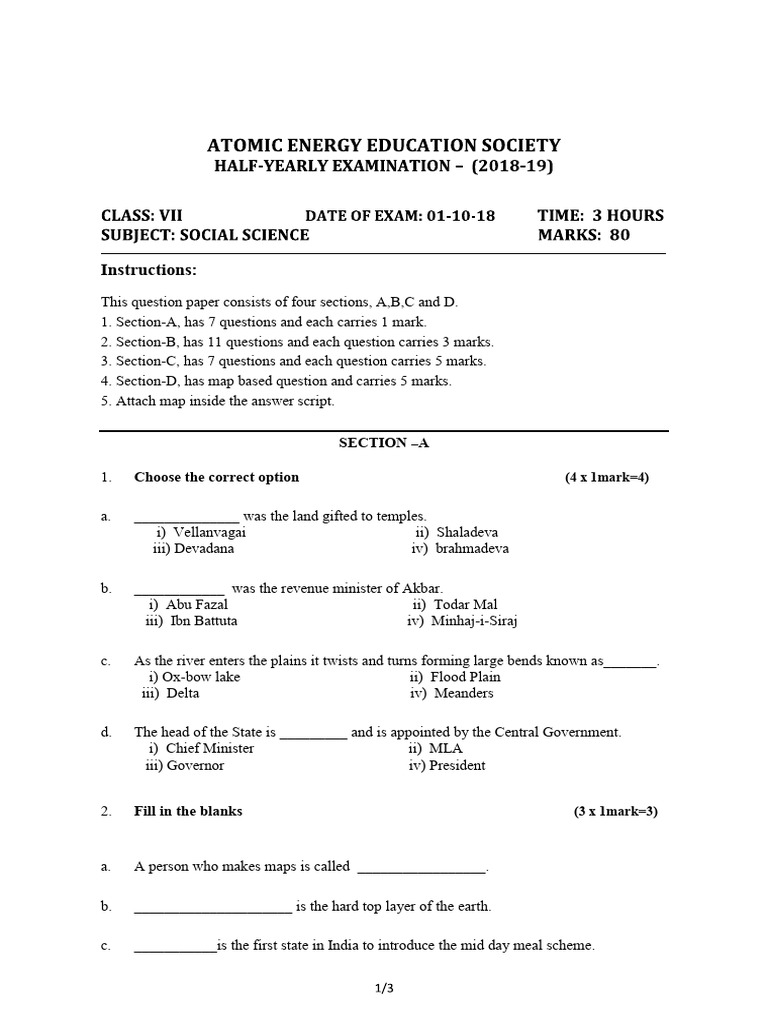 Instructions:: Section A Choose The Correct Option | PDF