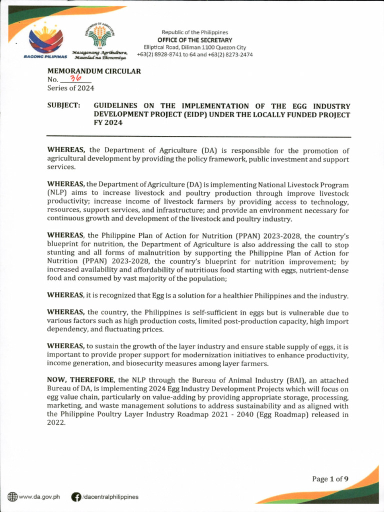 MC 36 2024 Guidelines Egg Industry Development Project Eidp 00021 | PDF