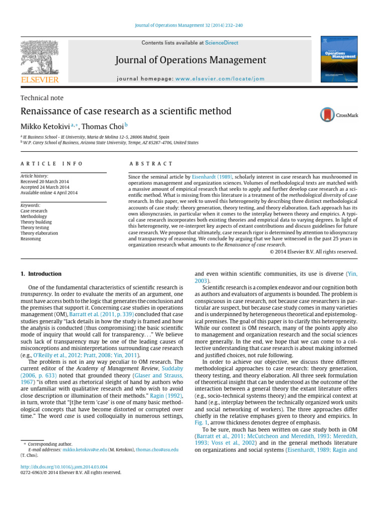 Renaissance of Case Research As A Scientific Method | PDF