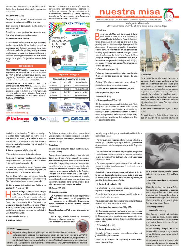 Hoja Misa 1 Enero 2023 1 | PDF