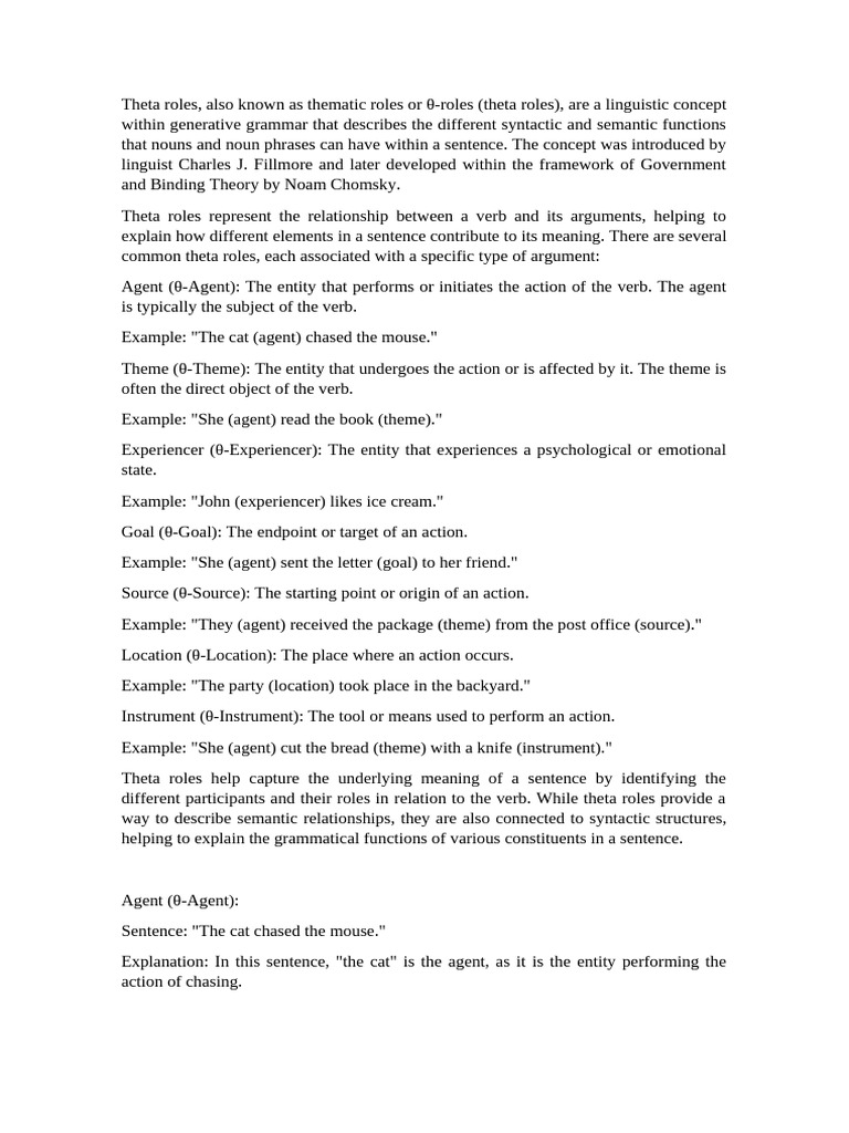 Theta Roles. | PDF