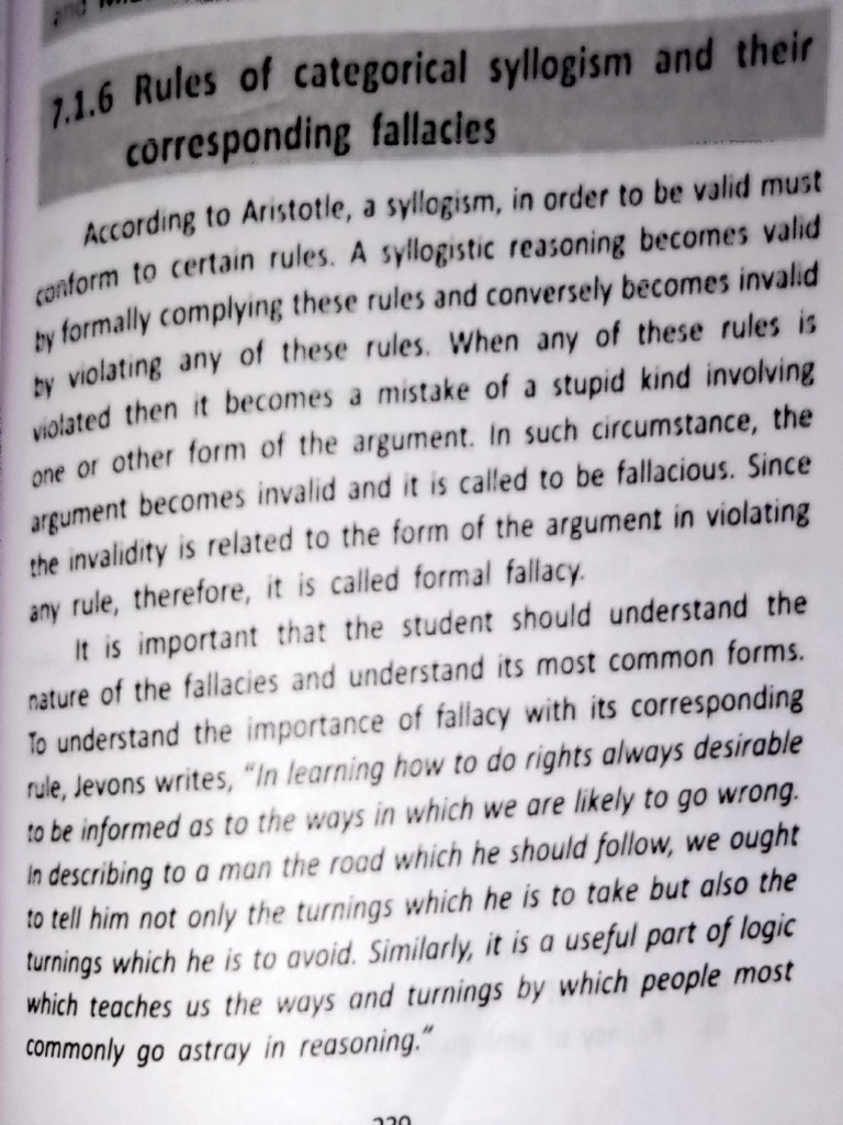 Rules of Categorical Syllogism and Its Fallacies | PDF