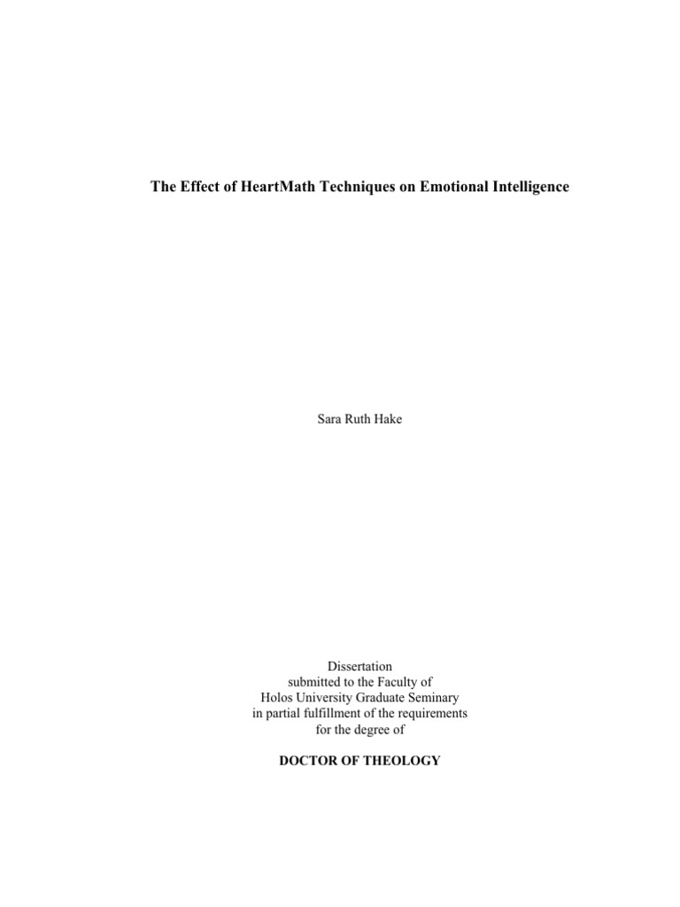 2005 - The Effect of HeartMath Techniques On Emotional Intelligence | PDF