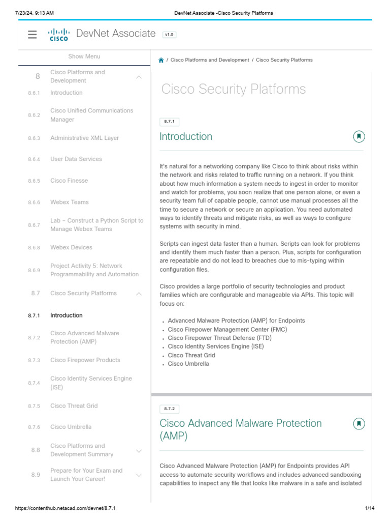 DevNet Associate - Cisco Security Platforms | PDF