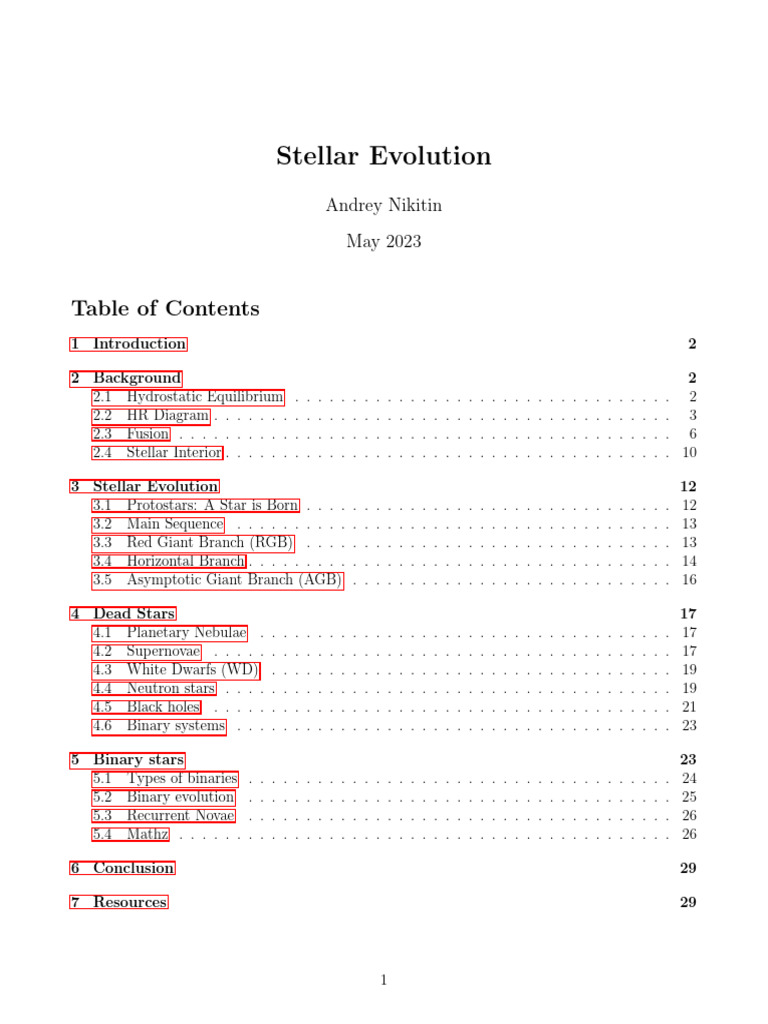 Stellar Evolution | PDF