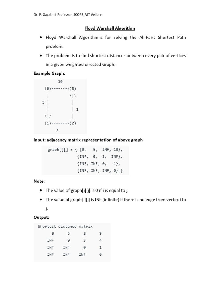 Floyd Warshall Algorithm | PDF Floyd Warshall Algorithm | PDF